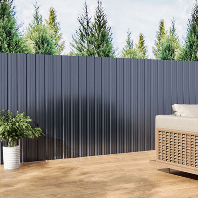 Grey Set of 12 Steel Corrugated Panels for Roofing, Carports, Tool ...