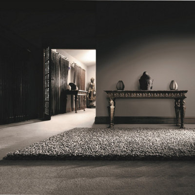 Grey Shaggy Wool Handmade , Luxurious , Modern , Plain , Shaggy Rug ...