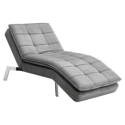 Grey Single Sofa Bed Fabric Upholstered Couch Recliner Chair Chaise Lounge
