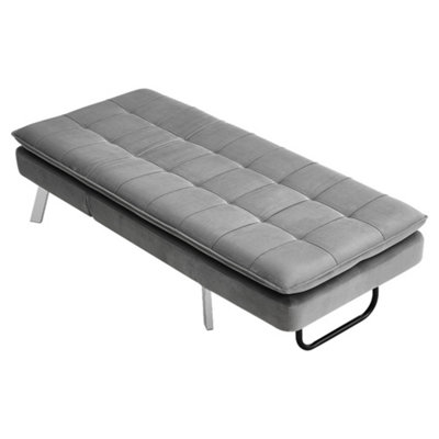 Grey Single Sofa Bed Fabric Upholstered Couch Recliner Chair Chaise Lounge