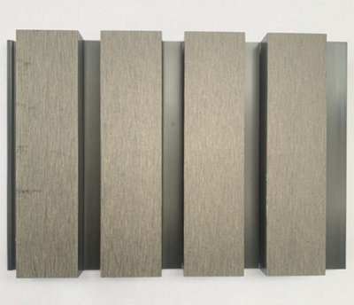 Grey Slatted Composite Outdoor Wall Cladding x 10