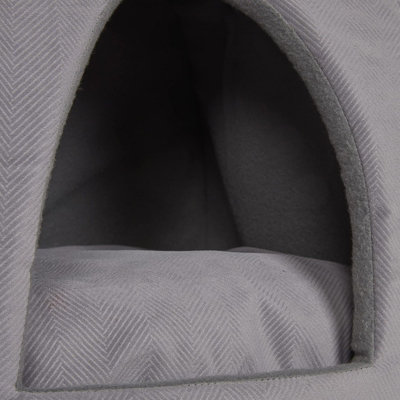 Grey Small Pet Dog Cat Bed Folding Dome Pod Puppy Kitten Igloo Cave ...