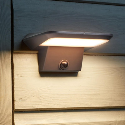 GREY SOLAR POWERED PIR MOTION SENSOR SENTRY LIGHT - 800 LUMEN OUTDOOR ...
