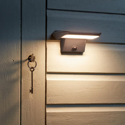 Grey Solar Powered PIR Motion Sensor Sentry Light - 800 Lumen Outdoor ...
