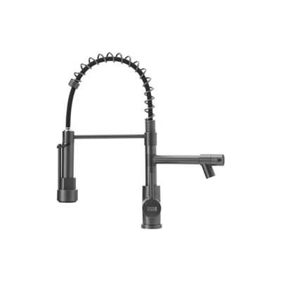 Grey Stainless Steel Kitchen Tap Mixer Tap with Pull Down Spring Spout ...