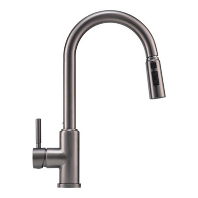 Grey Stainless Steel Side Lever Kitchen Spring Neck Pull Out Kitchen ...
