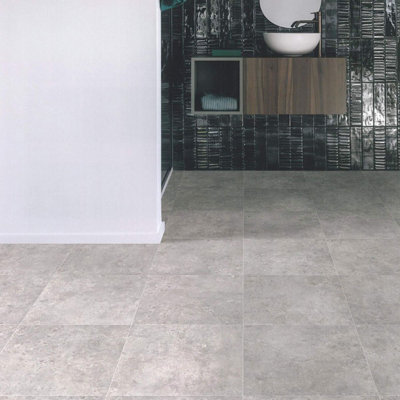 Grey Stone Effect Anti-Slip Vinyl Flooring For Kitchen, Bathroom ...