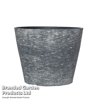 Grey Stone Effect Planter for Garden Outdoors Weatherproof Plastic (x2)