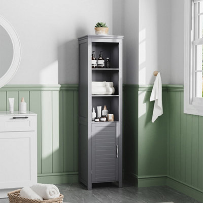 Grey Storage Bathroom Tall Cabinet with Blind Door 161.5cm H x 40cm W x 30cm