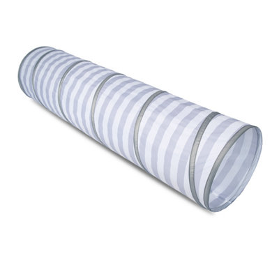 Grey Stripe Pop Up Play Tunnel For Kids, 180cm x 45cm, Crawl Tunnel