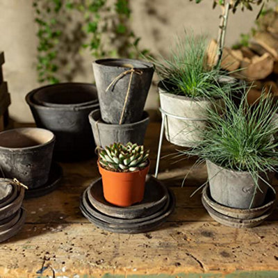 Grey Terracotta Large Pot Round (Set Of 3)