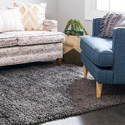 Grey Thick Shaggy Rug - California - 140x200cm (4'6" x 6'6") | DIY at B&Q