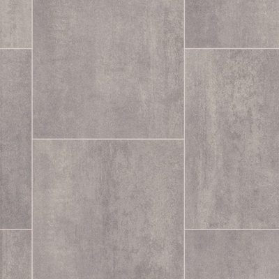 Grey Tile Effect Flooring, Contract Commercial Heavy-Duty Vinyl ...