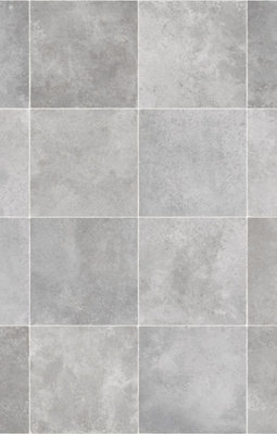 Grey Tile Effect Vinyl Flooring 2m x 2m (4m2) | DIY at B&Q