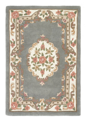 Grey Traditional Wool Rug, Handmade Rug with 25mm Thickness, Grey ...