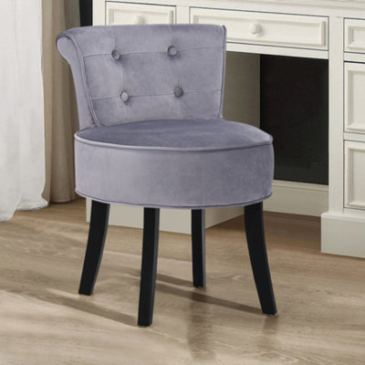 Grey Velvet Upholstered Dressing Table Stool with Rubberwood Legs | DIY ...