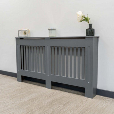 Grey Vertical Line Design Radiator Cover - Large | DIY at B&Q