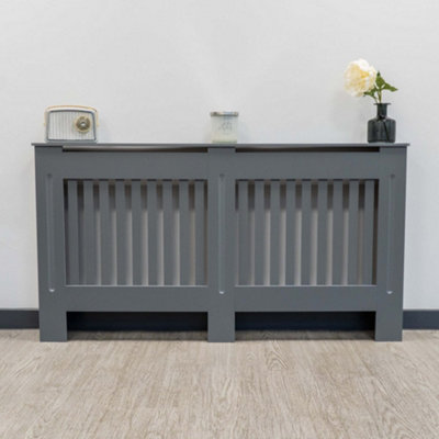 Grey Vertical Line Design Radiator Cover - Large