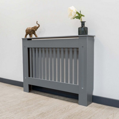 Grey Vertical Line Design Radiator Cover - Medium | DIY at B&Q