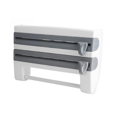 Grey Wall Mounted Cling Film Dispenser with Cutter Kitchen Paper Roll ...