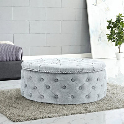 Round linen ottoman store