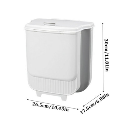 Grey-White Wall-Mounted Foldable Waste Bin with Lid