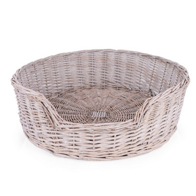 Grey Wicker Finish Dog Bed Basket