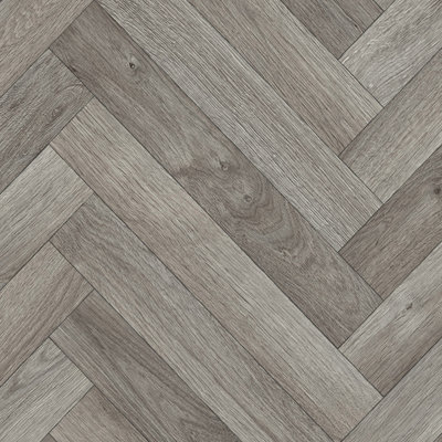 Grey Wood Effect Herringbone Pattern Anti-Slip Vinyl Flooring For ...