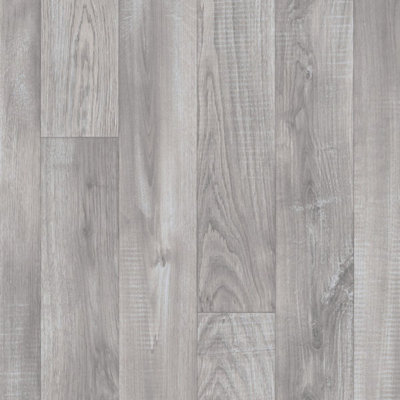 Grey Wood Effect Vinyl Flooring For LivingRoom, Kitchen, 2.8mm Thick ...