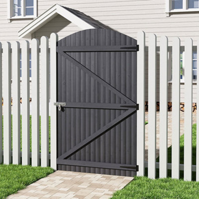 Grey Wooden Arch Top Gate with Latch 180cm H 105cm W