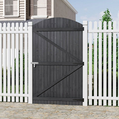 Grey Wooden Arch Top Gate with Latch 180cm H 105cm W