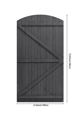 Grey Wooden Arch Top Gate with Latch 180cm H 105cm W