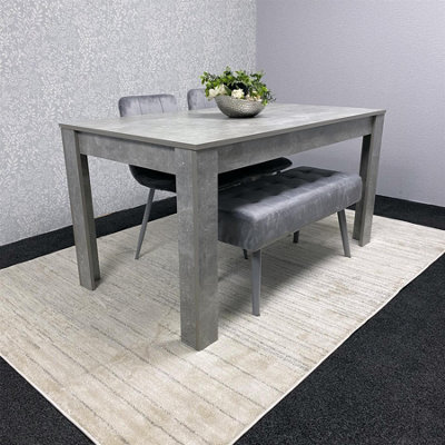 Grey Wooden Dining Table Set with 2 Chairs and 1 Bench Dining Kitchen ...