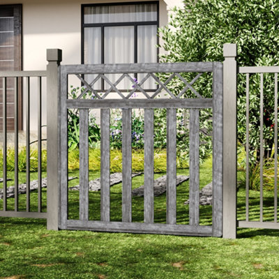 Grey Wooden Garden Gate with Secure Latch Flat Top Fence Design 120cm x ...
