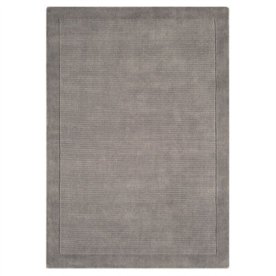 Grey Wool Handmade Plain Easy to Clean Rug For Bedroom Dining Room ...
