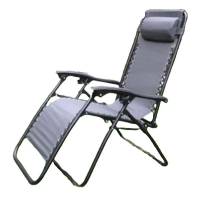 Grey Zero Gravity Garden Reclining Chair Sun Lounger Recliner Outdoors ...
