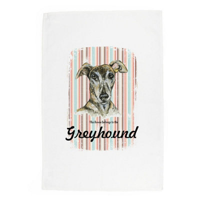 Greyhound Tea Towel - Novelty Dog Themed Gift Kitchen Linen/Dish Cloth