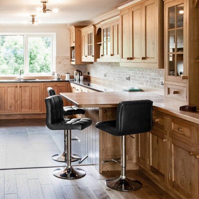 Grid Bar Stool Black & Chrome Legs