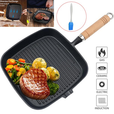 Grill Pan Non Stick Griddle Frying Poring Lips Induction Skillet ...