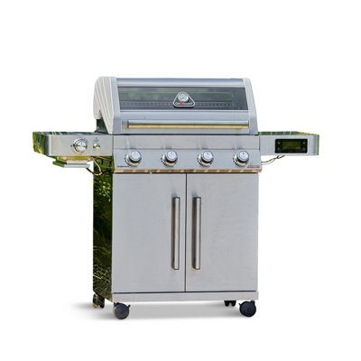GRILLSTREAM GOURMET 4 BURNER HYBRID WITH STEAK SHELF - STAINLESS STEEL