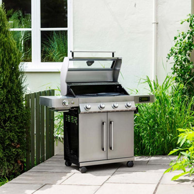 GRILLSTREAM GOURMET 4 BURNER HYBRID WITH STEAK SHELF - STAINLESS STEEL