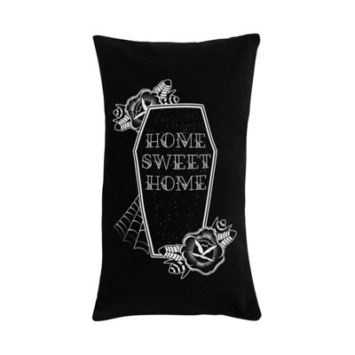Grindstore Home Sweet Home Coffin Filled Cushion Black/White (One Size)