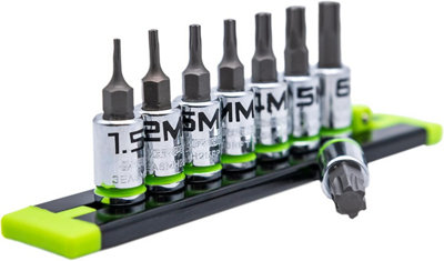 Gripedge Heavy Duty 8Pc 1/4 Dr Short Metric Rpt Hex Bit Sockets Driver ...