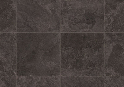 Griptex Ardoise Black Tile Vinyl by Remland (1m x 3m) | DIY at B&Q