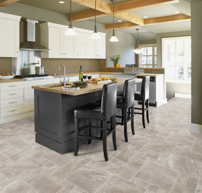 Griptex Offset Beige Tile Vinyl by Remland (7m x 2m)