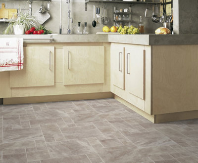 Griptex Offset Beige Tile Vinyl by Remland (7m x 2m)