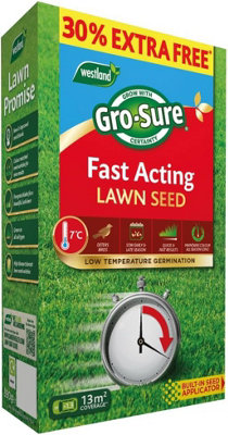 Gro-Sure Fast Acting Lawn Seed 10m² + 30% Extra Free Quick Growing Hard ...