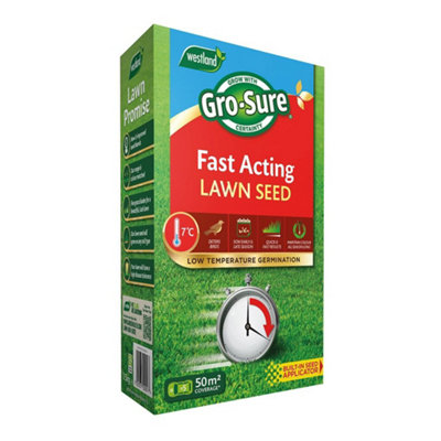 Gro-Sure Fast Acting Lawn Seed 50m² Quick Growing Hard Wearing Grass ...