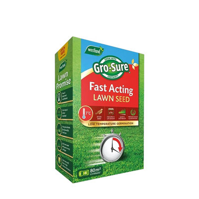 Gro-Sure Fast Acting Lawn Seed 80m² Quick Growing Hard Wearing Grass ...