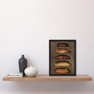Grocers Encyclopedia Framed Wall Art Print Baked Bread Loaves - A4 Size